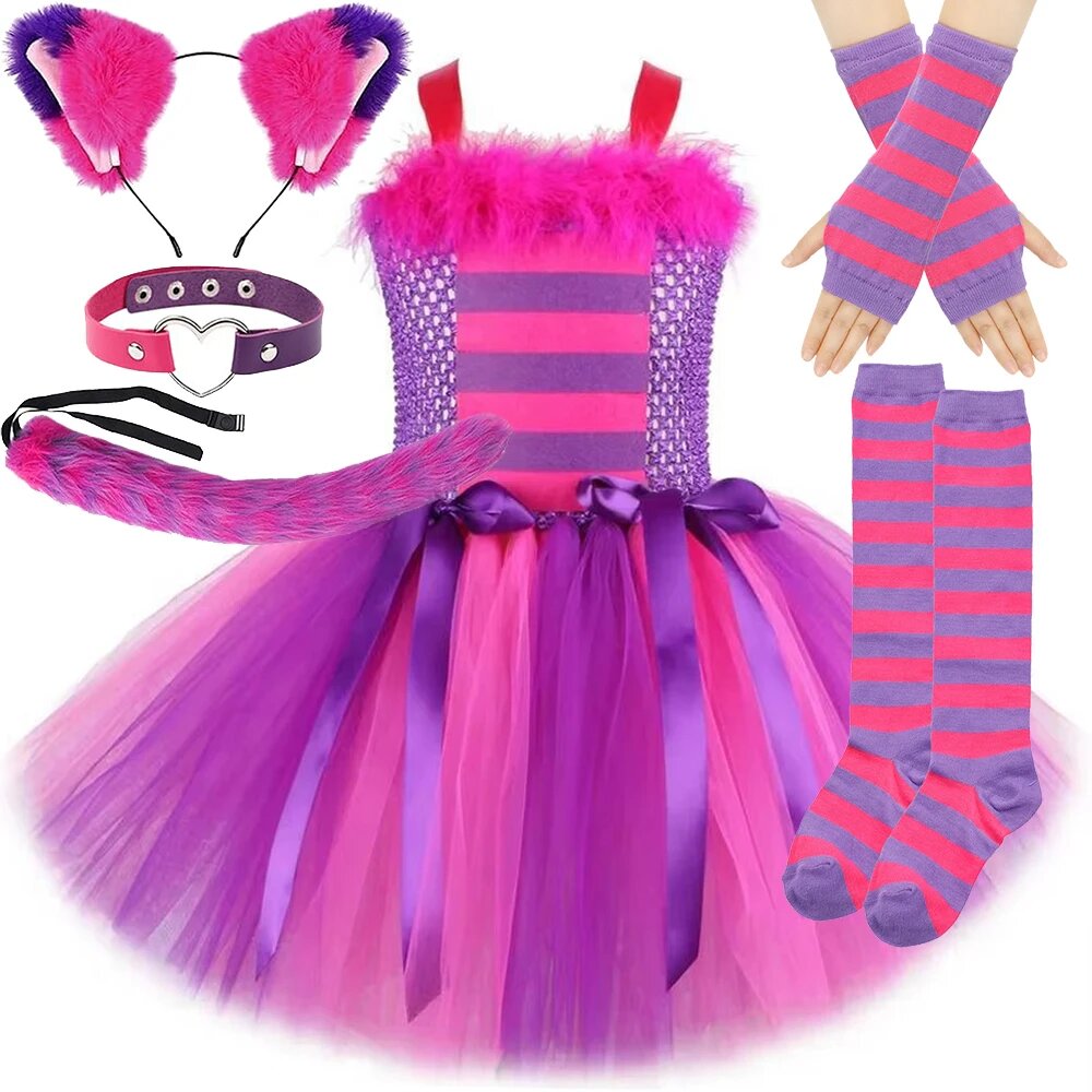 Карнавальный костюм Чеширского кота для девочек momandkids 6Y, Dress Set 3
