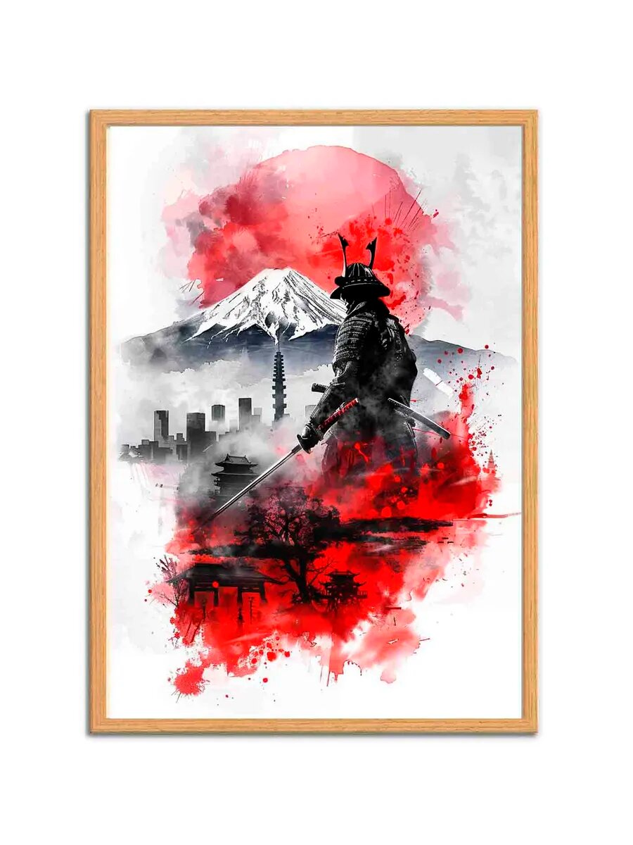 Бык-животное-самурай 5, Плакат 30x42см