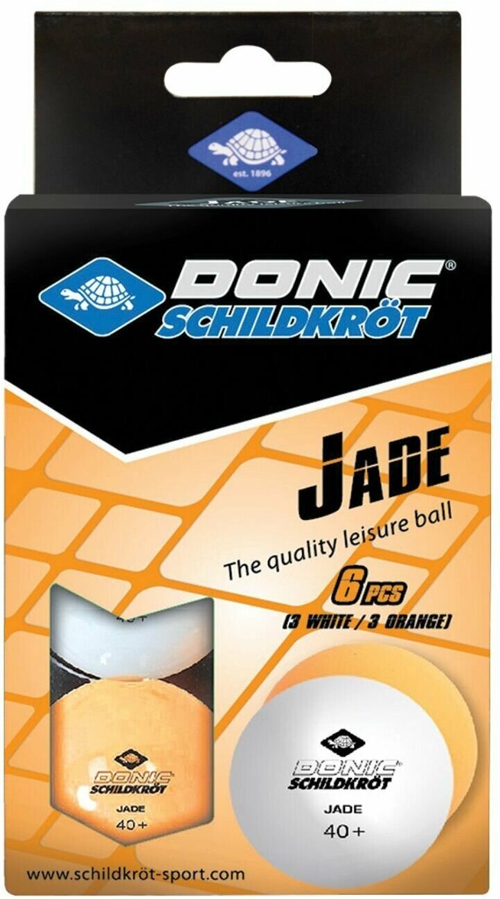 Мячики для н/тенниса DONIC JADE 40+ 6 штук, белый + оранжевый