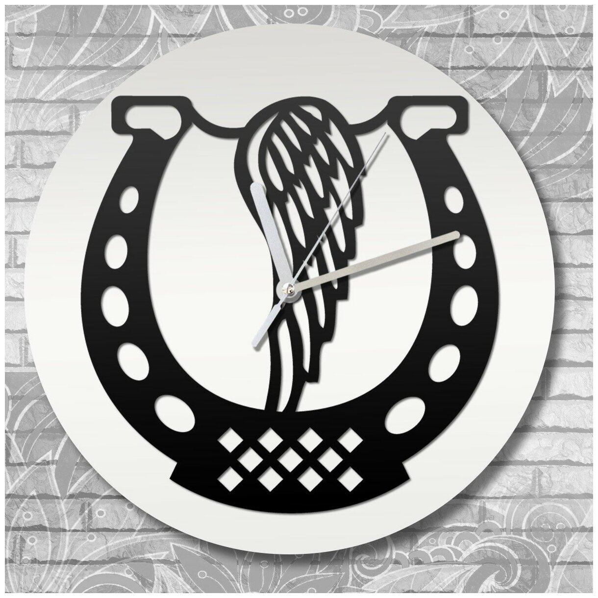 Настенные часы деревянные бесшумные символы славянские обереги крыло ангела - 435