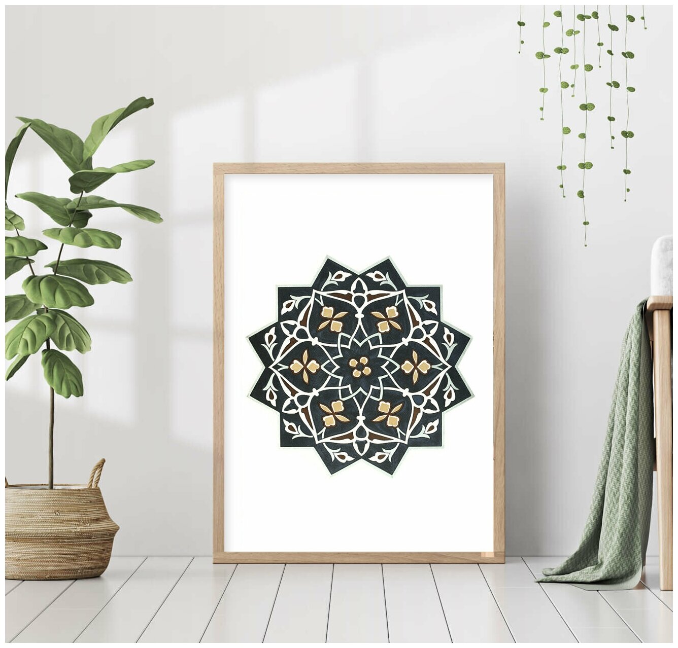 Постер "Мандала орнамент" без рамы 40x50 см на стену для интерьера