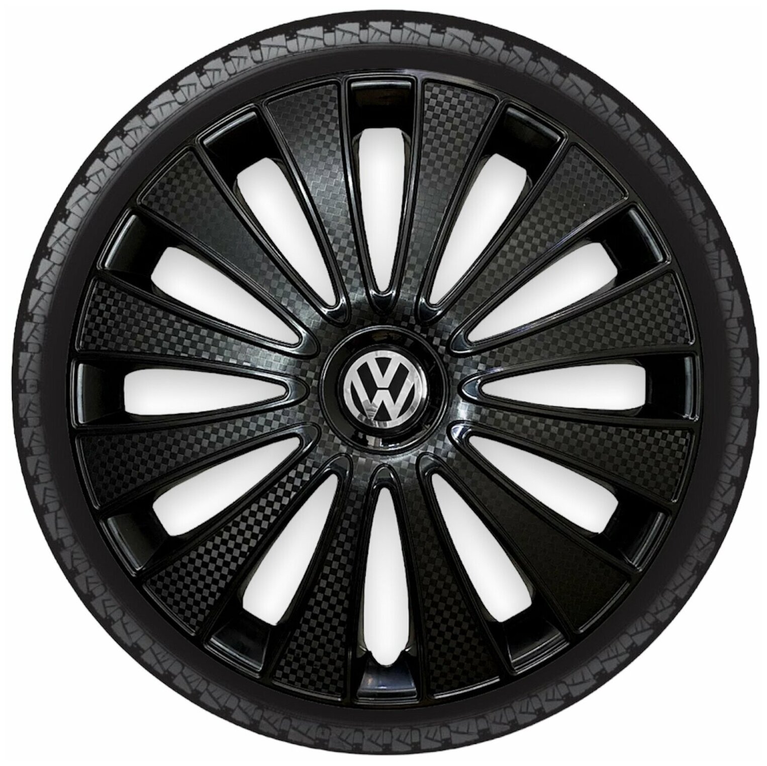 Автомобильные колпаки на диски фолькс ГМК черная R15", в комплекте 4 колпака