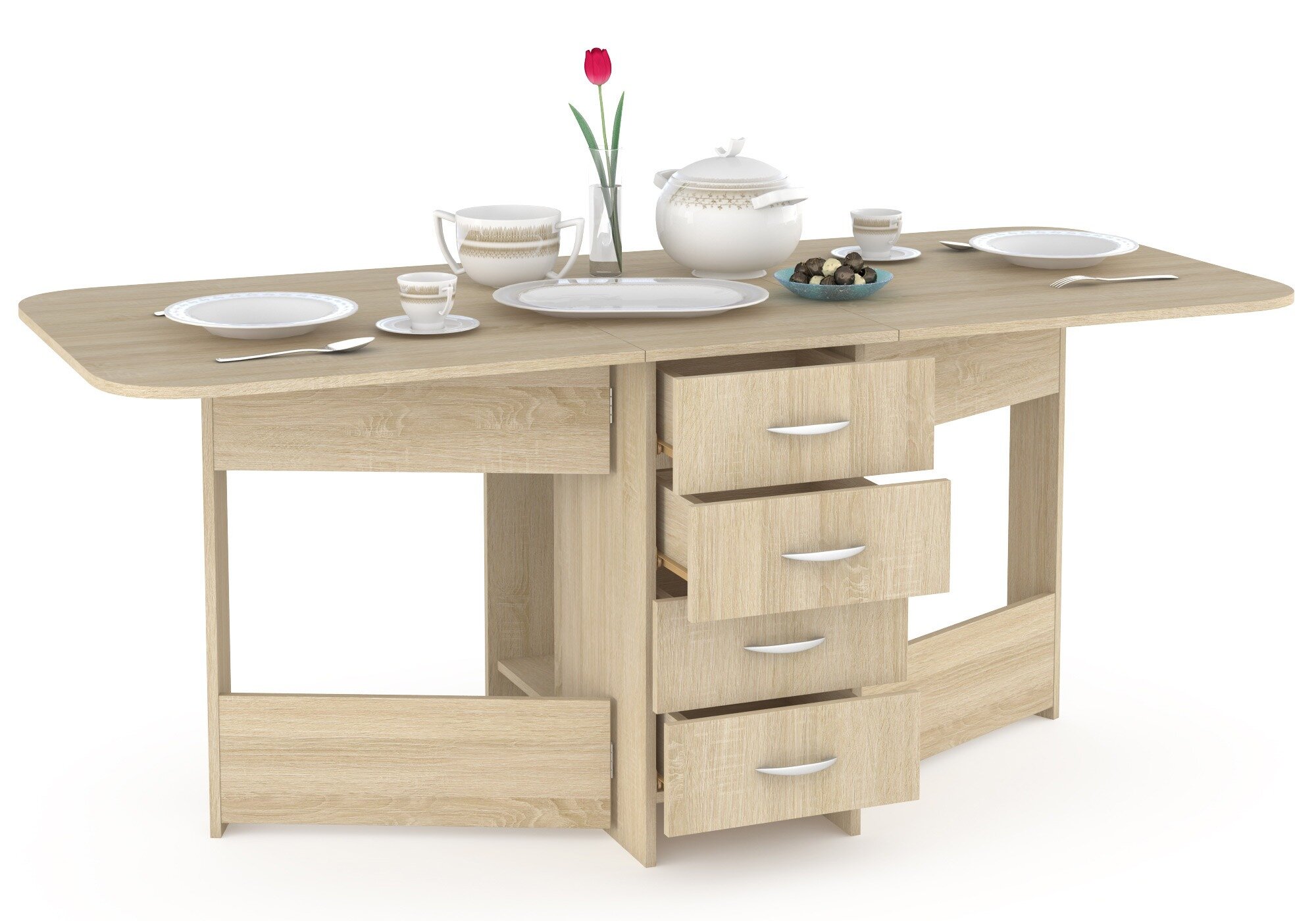 Стол книжка обеденный складной, в гостиную дуб сонома - НЖ0047 Спасибо-Мебель