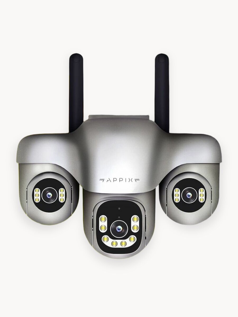 Камера видеонаблюдения WIFI уличная и для дома Appix , 3 объектива