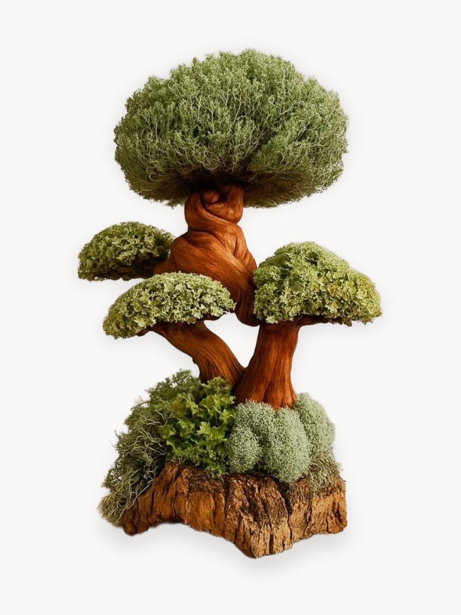 Декоративное интерьерное дерево из исландского мха цетрарии