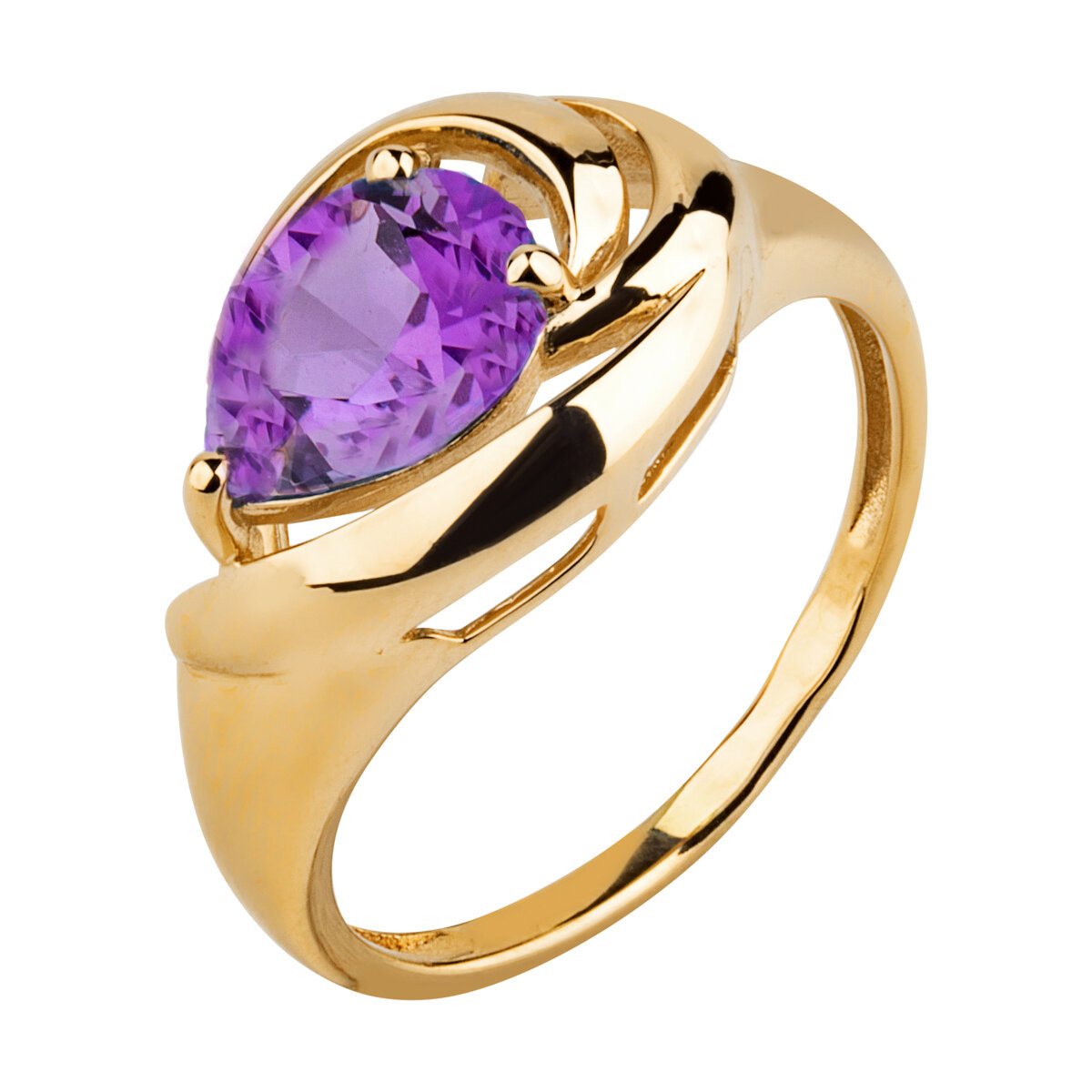 Кольцо Юверос, красное золото, 585 проба, аметист
