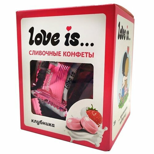 Жевательные конфеты Love is. сливочные, со вкусом клубники, 85 г