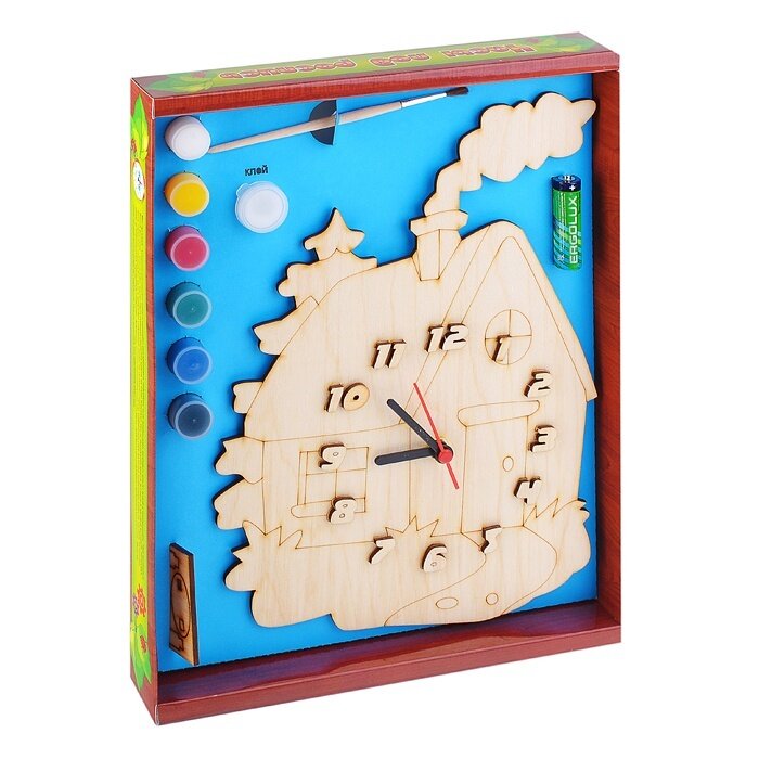 Часы под роспись Нескучные игры с циферблатом Домик с красками (113ДНИ)