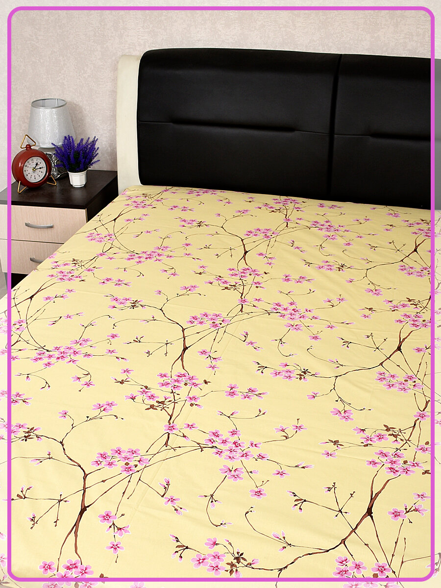 Простыня Шуйская бязь Сакура желтая 6698-3 180х210