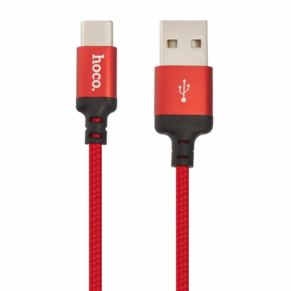 USB кабель HOCO X14 Times Speed Type-C, 3А, 1м, нейлон (красный/черный)