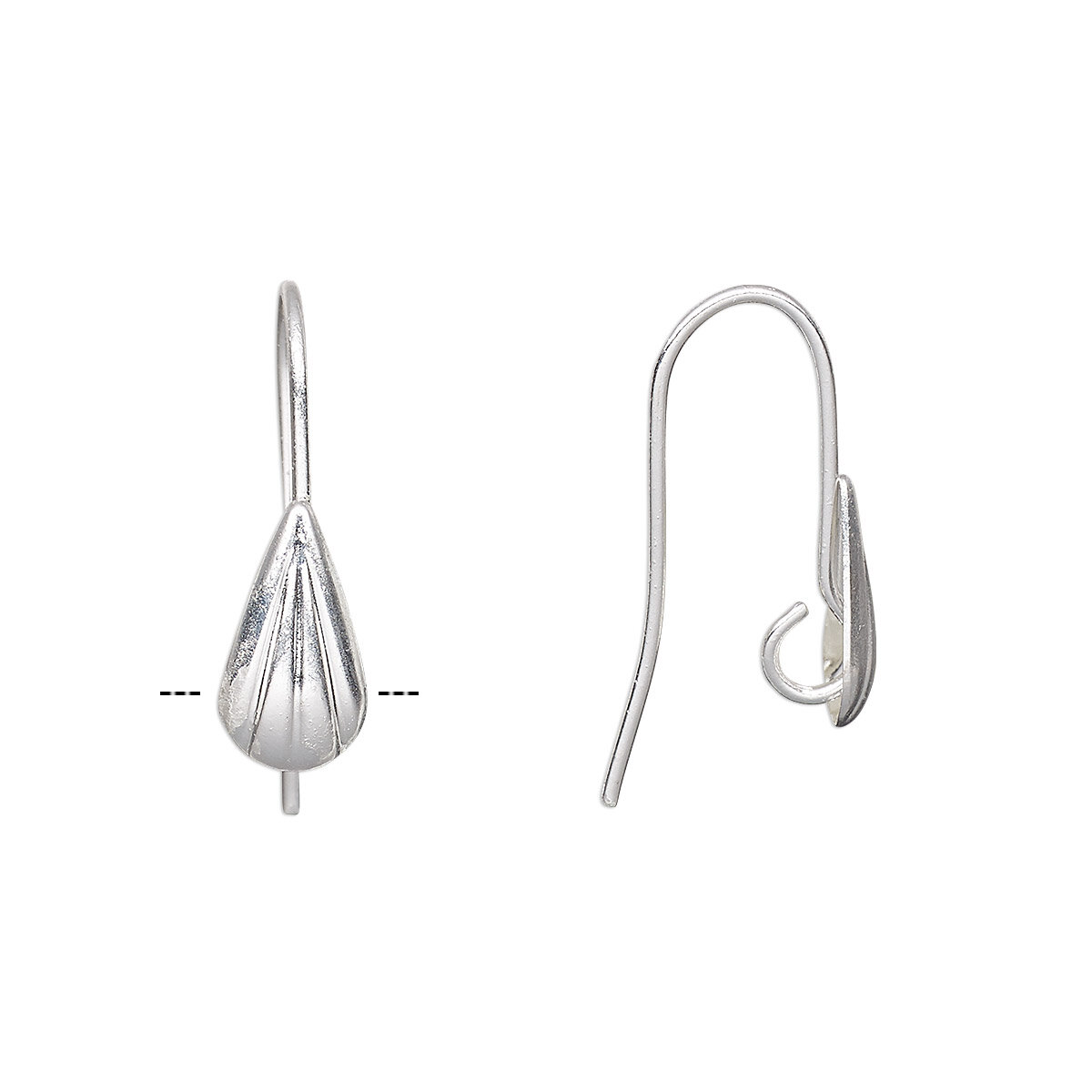 Швензы открытые, 18х5мм, с ракушкой и скрытой петелькой, базовый материал - латунь, посеребренные, пара