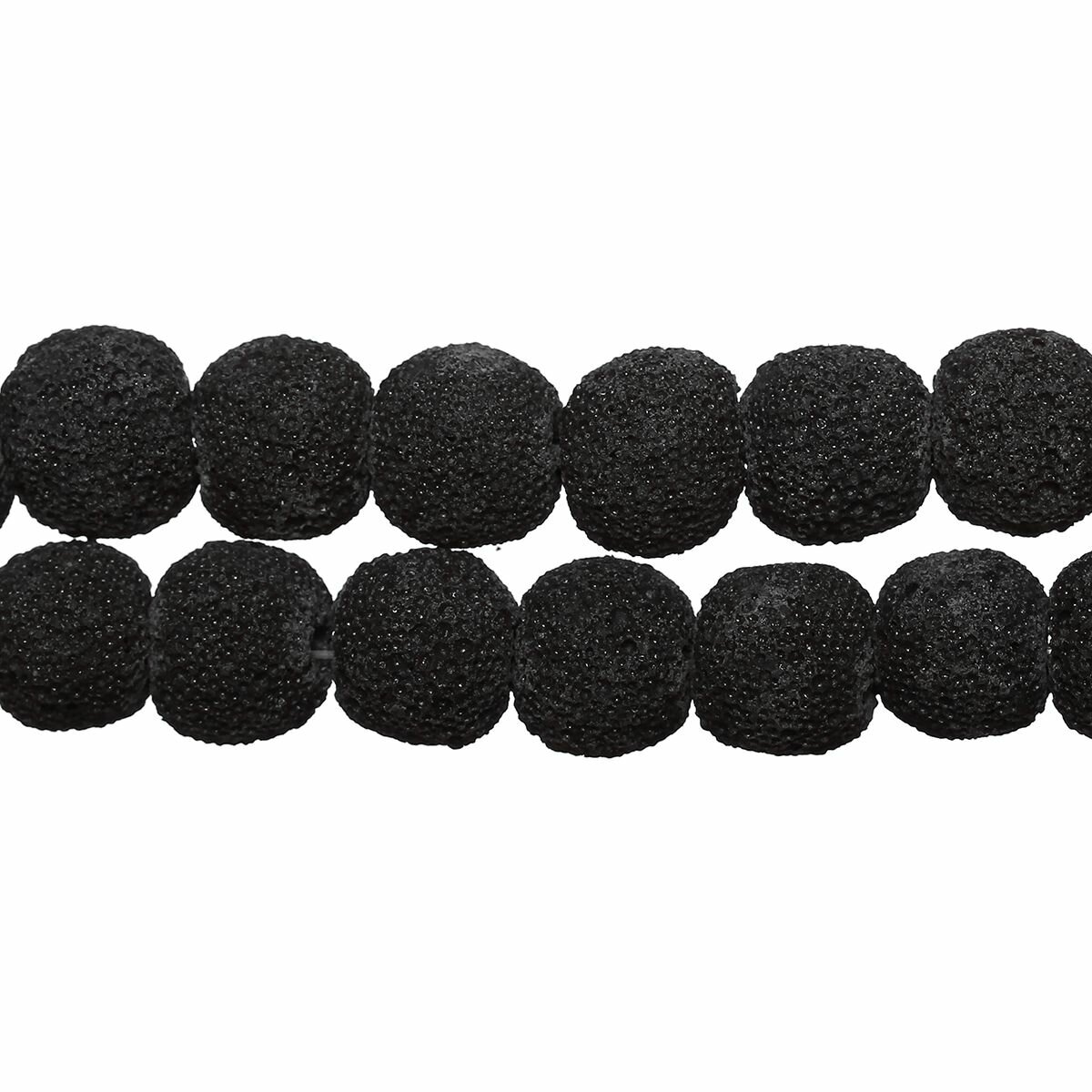 Бусины каменные, вулканическая лава, серо-черная, 12мм, пористая, 33 шт, низка