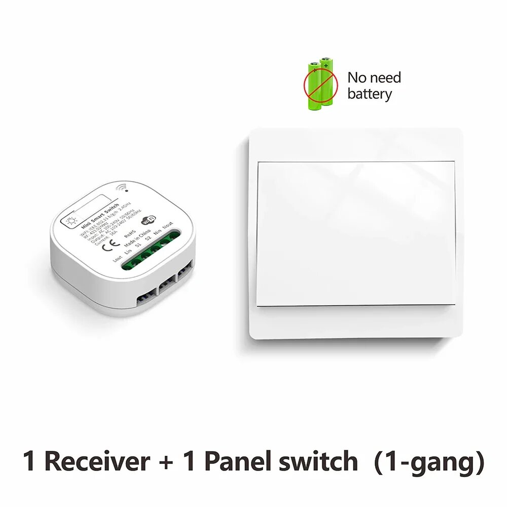 Интеллектуальный выключатель SLMPLEFUN Wi-Fi 433МГц 1Receiver 1Remote 1B