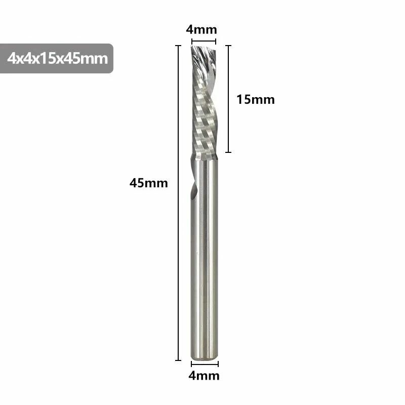 Фреза концевая спиральная однозаходная левая XCAN, 4х4х15х45 мм