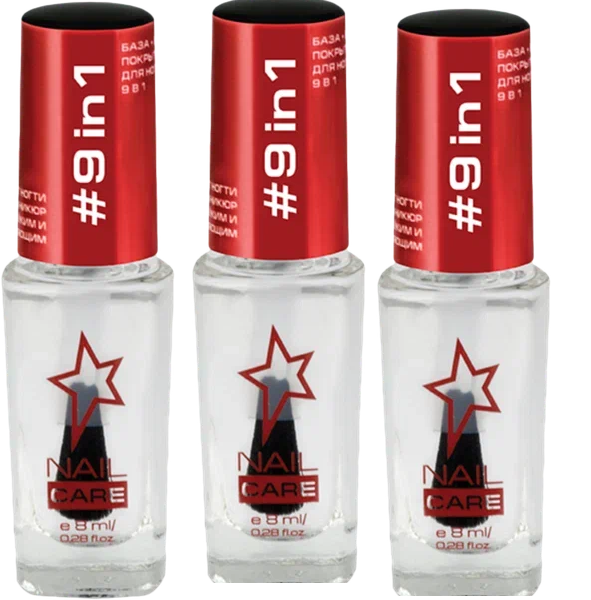 Основа и верхнее покрытие для ногтей Stellary 9в1 3 шт