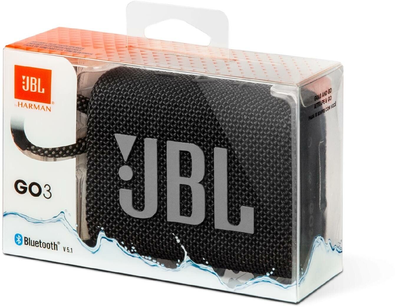 Портативная акустика JBL Go 3 Black, влагозащита IP67, 4,2Вт