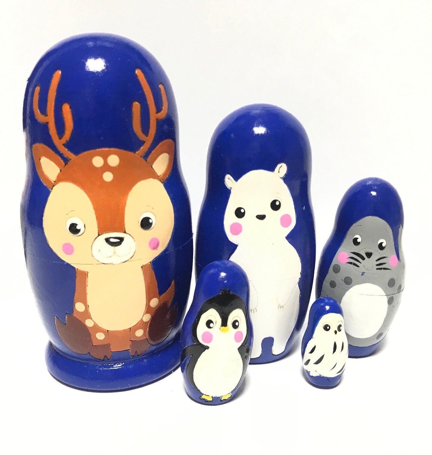 Матрешка "Зоопарк-2", ручная роспись, 5 кукол, 100х50 мм