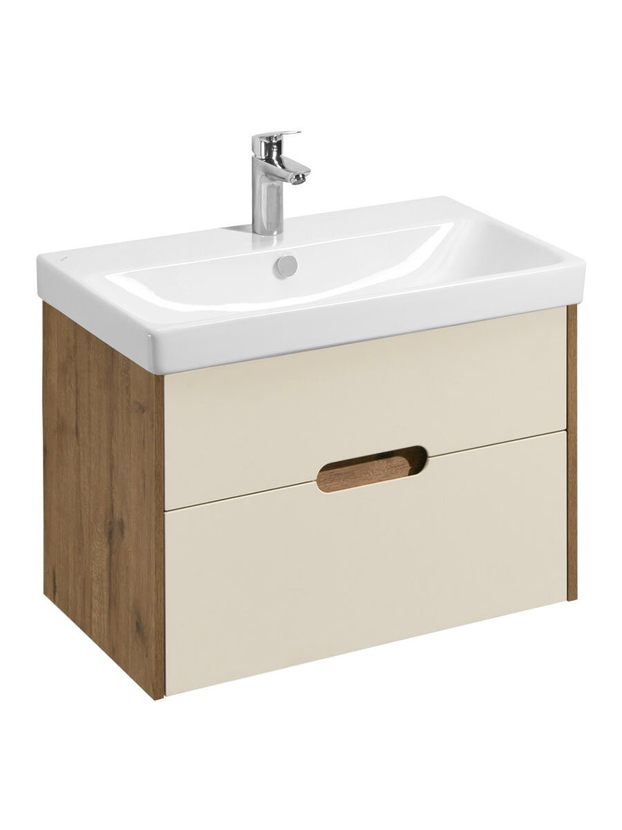 Тумба под раковину Акватон Оливия 80 Бежевый/Дуб веллингтон (1A283101OLVG0)