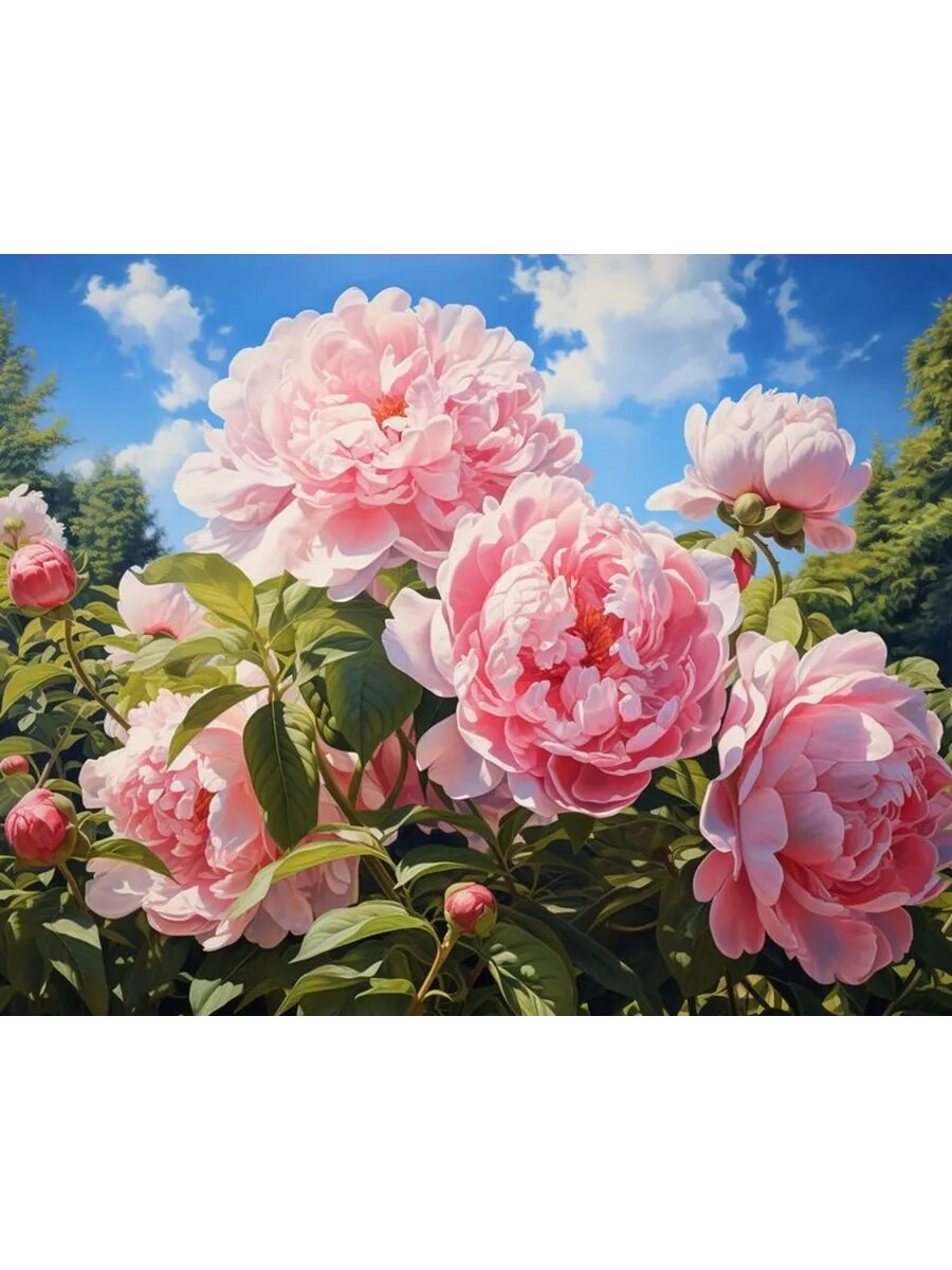 Картина по номерам Куст пионов (х. Яковец Е.) 40х50 см