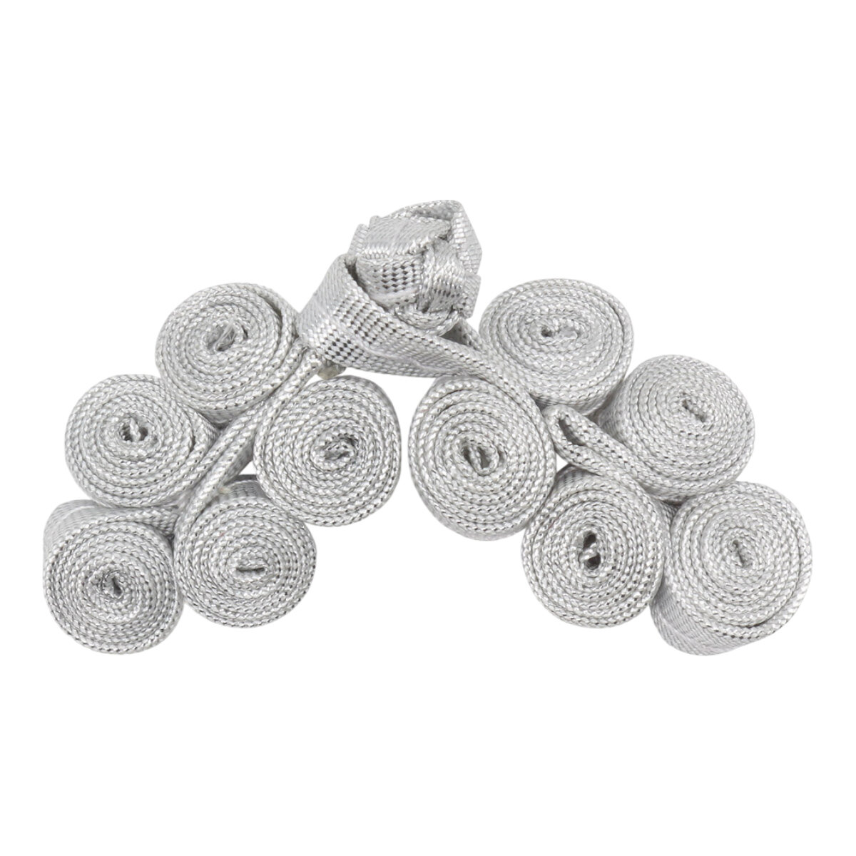 Сутажная застежка для одежды № 2, 8 см, 5 шт, полиэстер, Айрис (серебро)