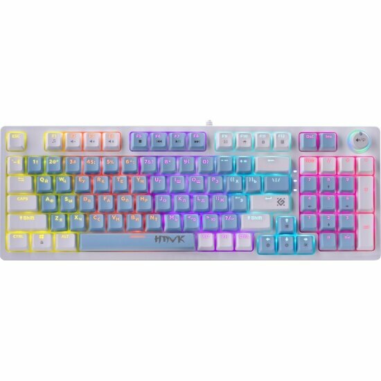 Клавиатура Defender Hawk GK-418 RU, BROWN switches проводная белый/голубой (45422)