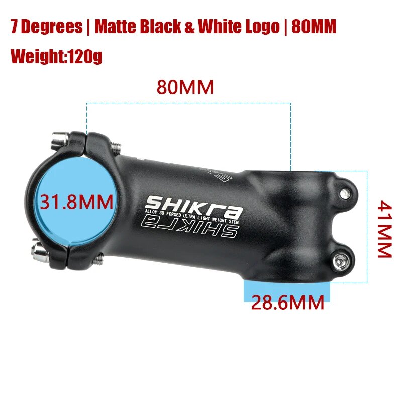 SHIKRA Вынос руля для велосипеда 7° 31.8 мм Черный, 7D black 80mm