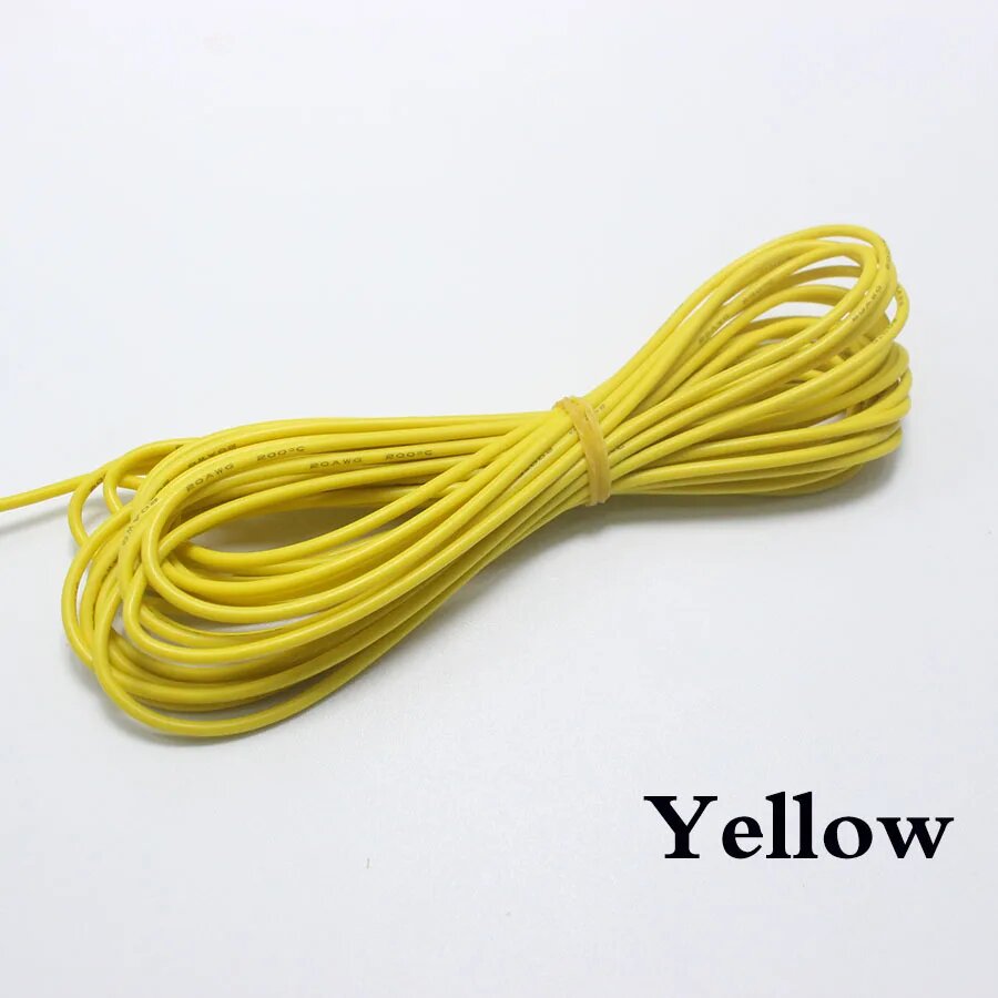 Высокотемпературный кабель из силикона 18-30 AWG 24AWG, Yellow, 5 Meter