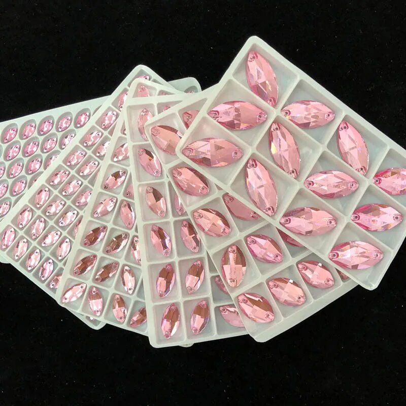 Стразы маркиза qlcrystal стеклянные 6X12MM 72PCS, Розовый, Pink