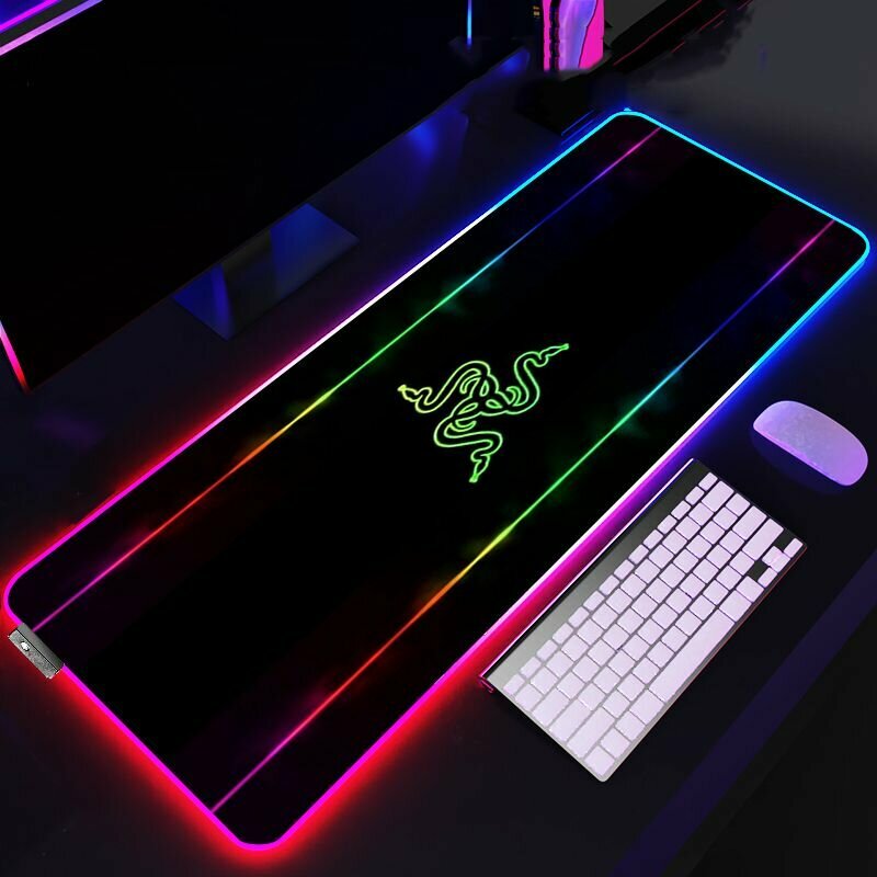 Игровой коврик Razer, с RGB-подсветкой, XXL, защита стола, нескользящее основание, желтый/белый