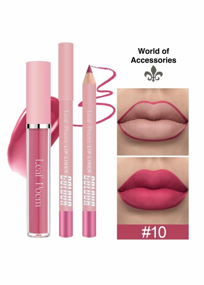 Набор жидкая матовая помада и карандаш для губ 10