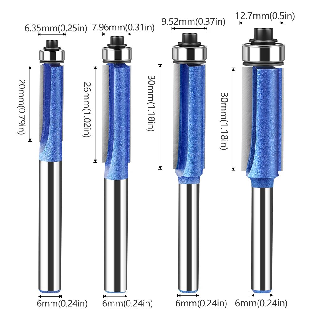 Фреза для дерева 6 мм, Cutting Edge Length: 4PCS 6mm Shank