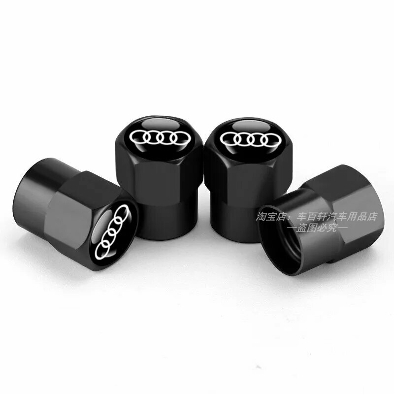 4 шт. алюминиевые колпачки для воздушных клапанов автомобильных колес, пылезащитный чехол с цветным логотипом бренда для AUDI RS S SLINE A4 A3 A6 Q3 quattro Q7 TT B8 8P For Audi Black-B