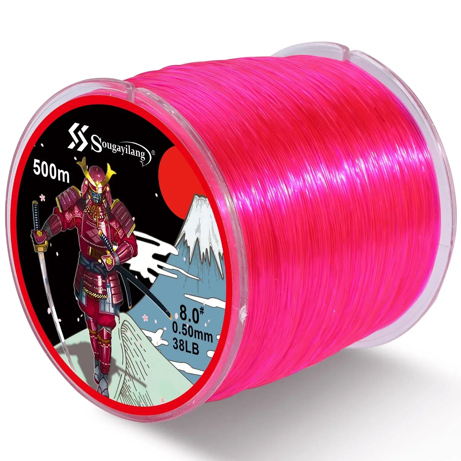 Розовая нейлоновая леска Sougayilang 500м, 0.50mm, 38LB
