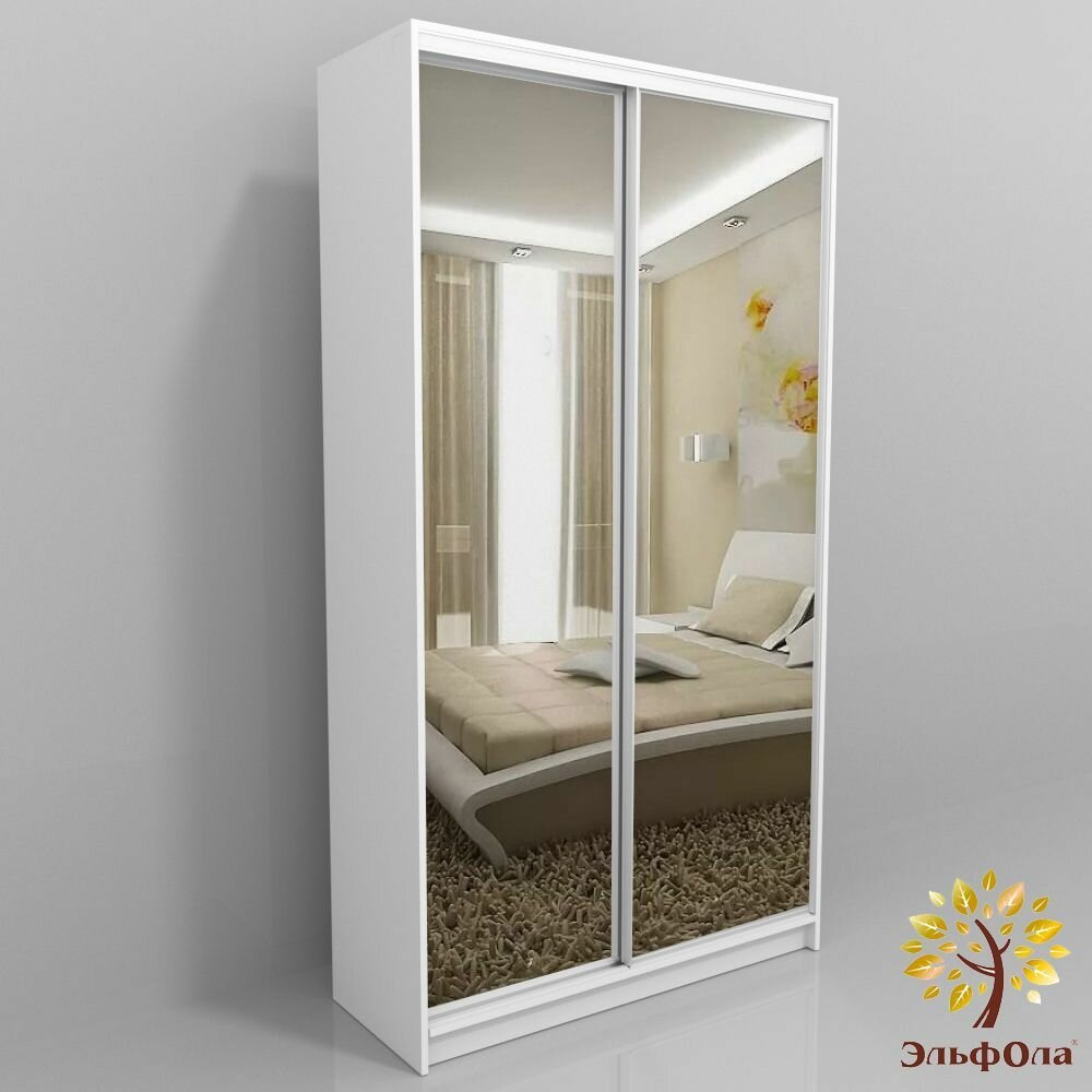 Шкаф-купе, двухстворчатый, "Элеганс", 152*45*240см, цвет белый/серебро, ЭльфОла
