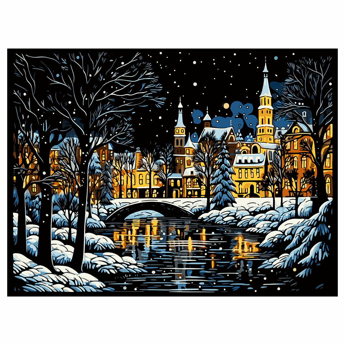 Lori Гравюра скретчинг 30 х 40 см Вечерний пейзаж Гр-905-LZ54 для декора дома и творчества