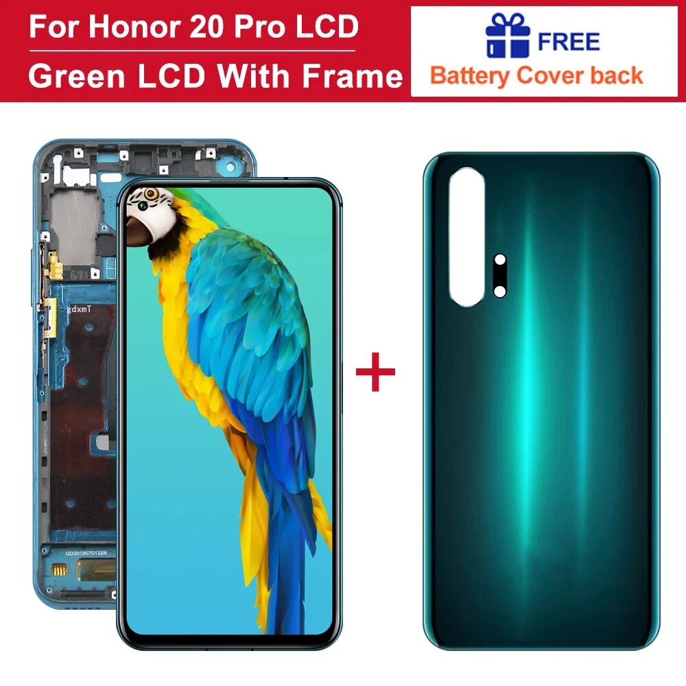 OEM-дисплей для Honor 20 Pro (6.26', YAL-AL10, YAL-L41) в сборе с тачскрином, Green Frame Cover
