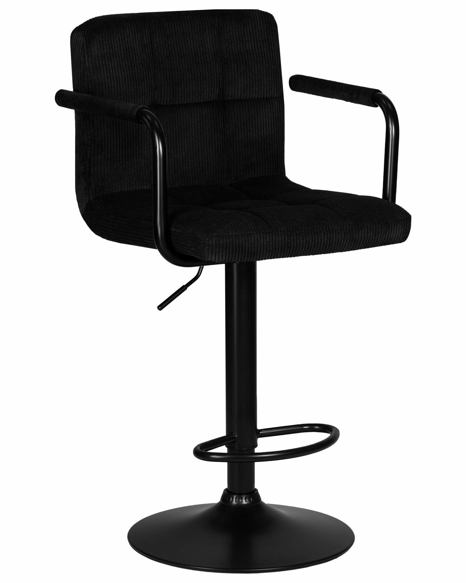 Стул барный KRUGER STOOL MARKET черный, ткань и металл, мягкое сиденье, с подлокотниками