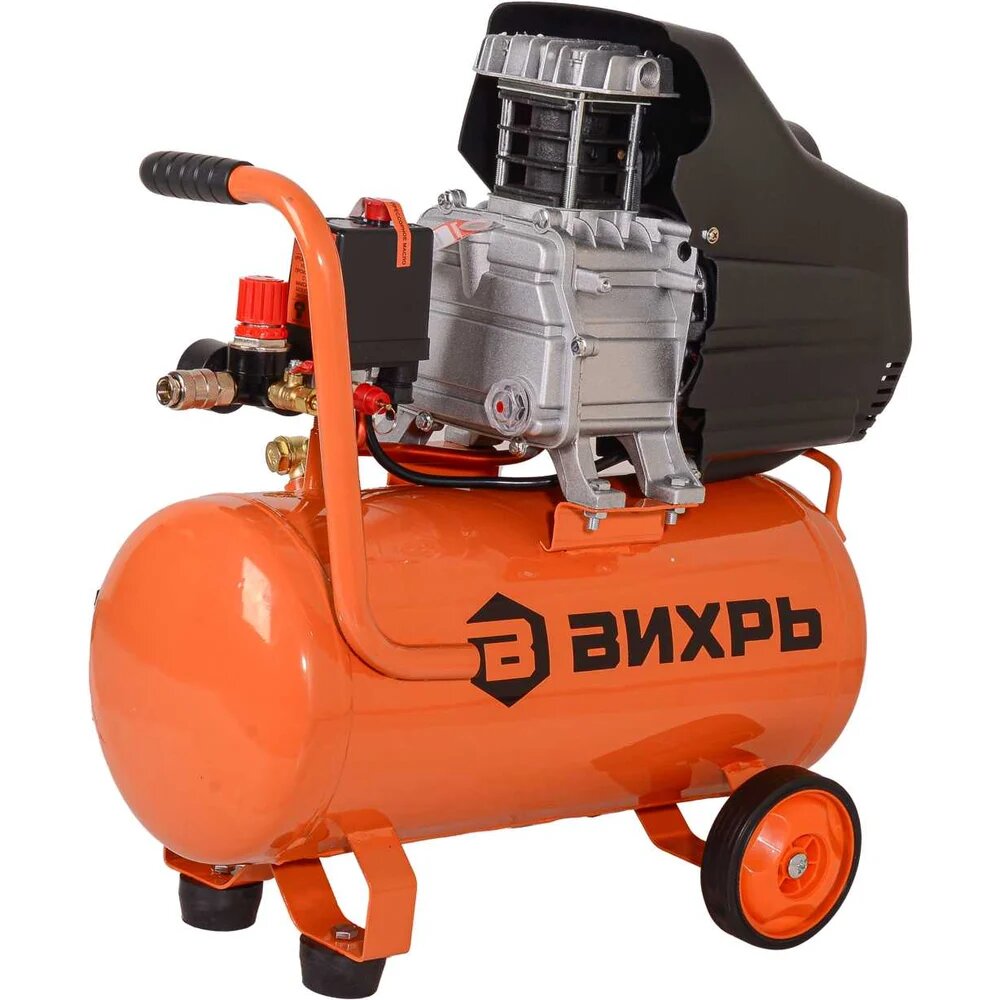 Компрессор Вихрь КМП-260/24 74/3/3 поршневой коаксиальный масляный смазочный с транспортными колёсами и защитой