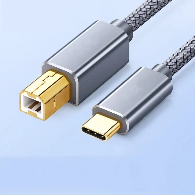 Кабель USB C - USB B 2.0 для принтера, сканера, принтера, оплетка для Epson, HP, Canon, Brother, MacBook Pro, Samsung, MIDI-кабель управления