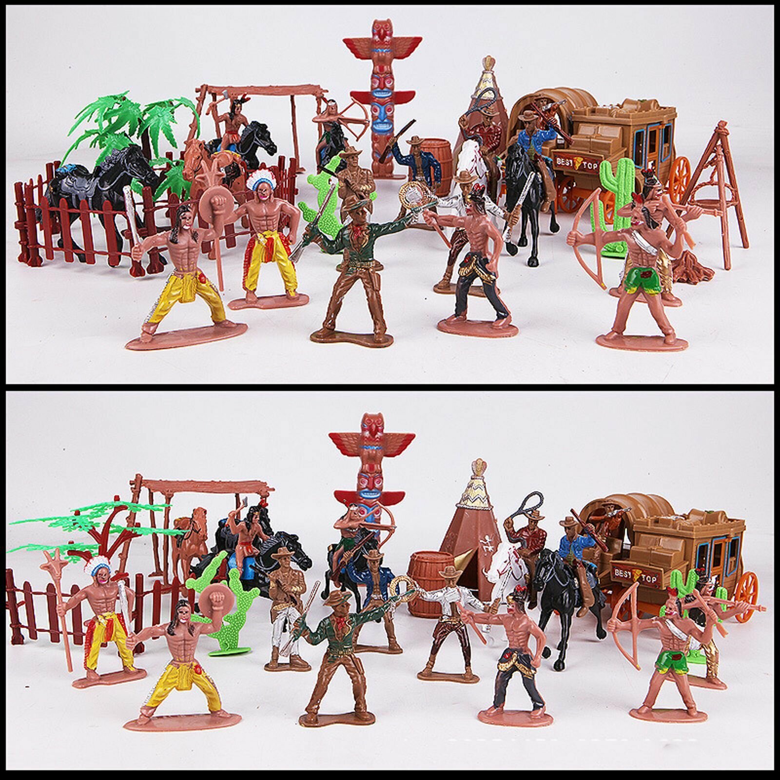 Миниатюрные Наборы Дикого Запада 1Set Фигурки Ковбоев и Индейцев