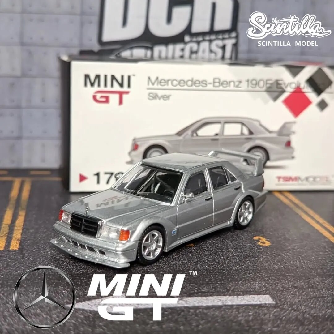 Машинка MINI GT 1/64 #170 Mercedes-Benz 190E 2.5-16 Evolution II DTM Silver Alloy Car Model Collection Gift