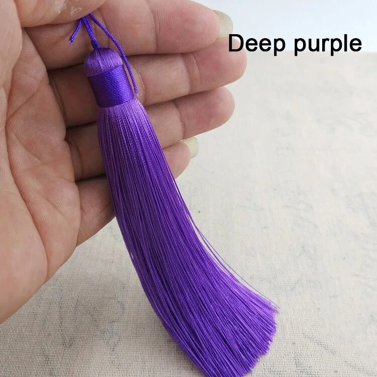2 шт, 12 см, шелковистые мягкие кисточки ручной работы, сделай сам, поделки и изготовление ювелирных изделий, полиэстер, шелковая закладка, брелок, аксессуары с кисточками Фиолетовый, Deep purple 12CM