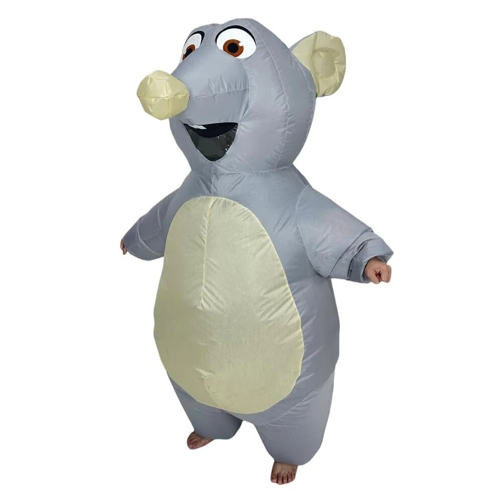 Взрослый надувной костюм серой мыши, нарядное платье с забавными животными, наряд для вечеринки на Хэллоуин, комбинезон для косплея для мужчин и женщин