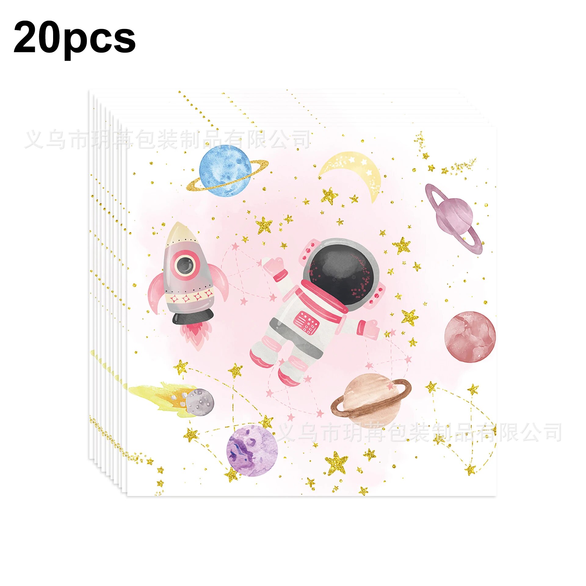 Космические шары с астронавтом 5 шт. Розовый, фиолетовый