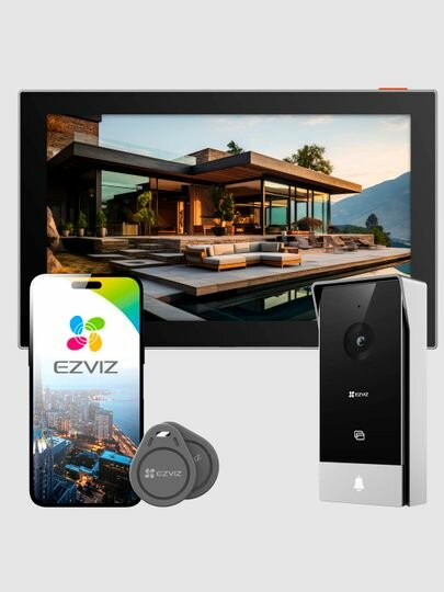 Wi-Fi-домофон Ezviz CS-HP7, диагональ экрана 7", сенсорный, черный