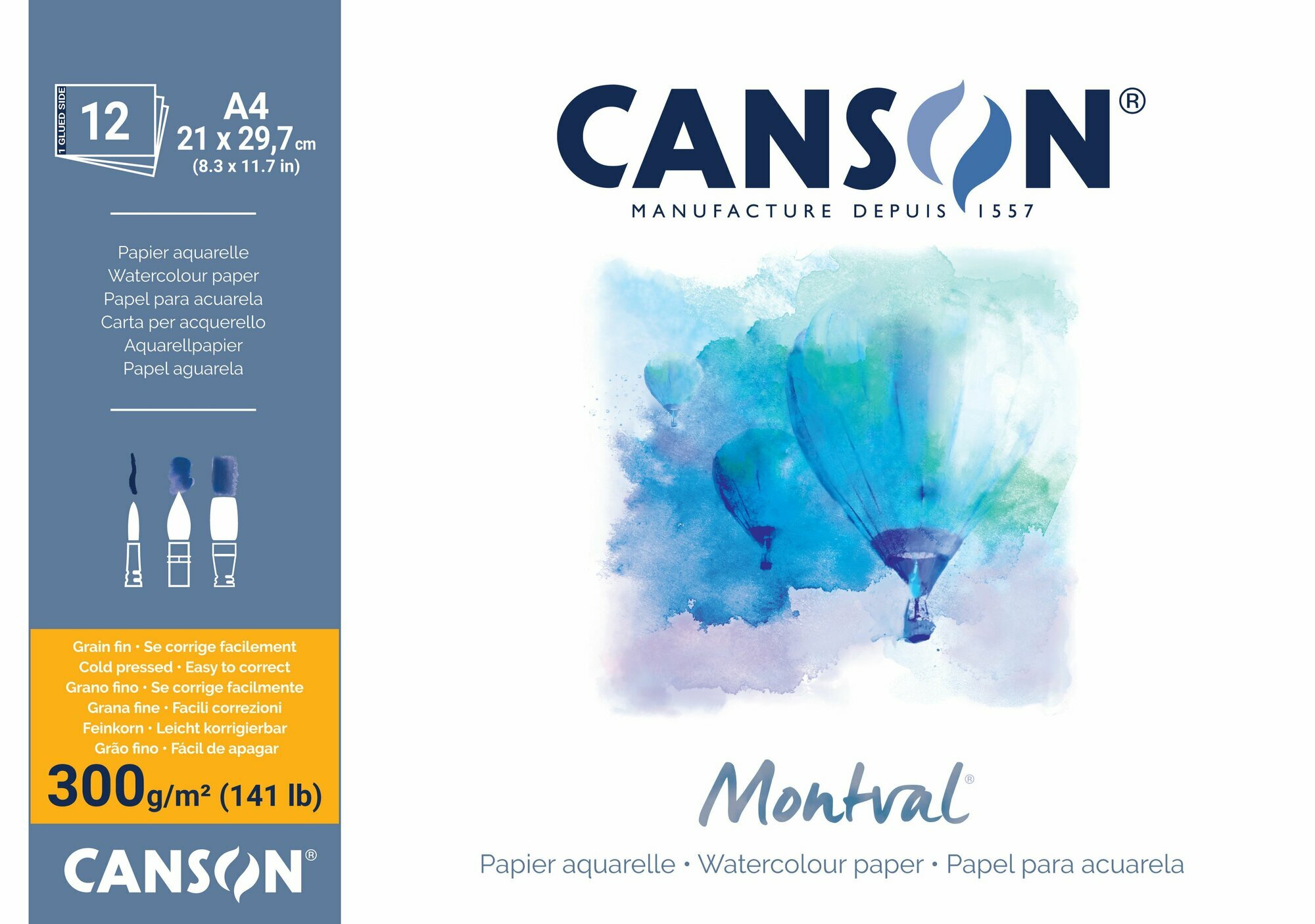Альбом Canson Montval C518408000, для акварели, 21x29.7см, 100%целлюлоза, 300г/м2