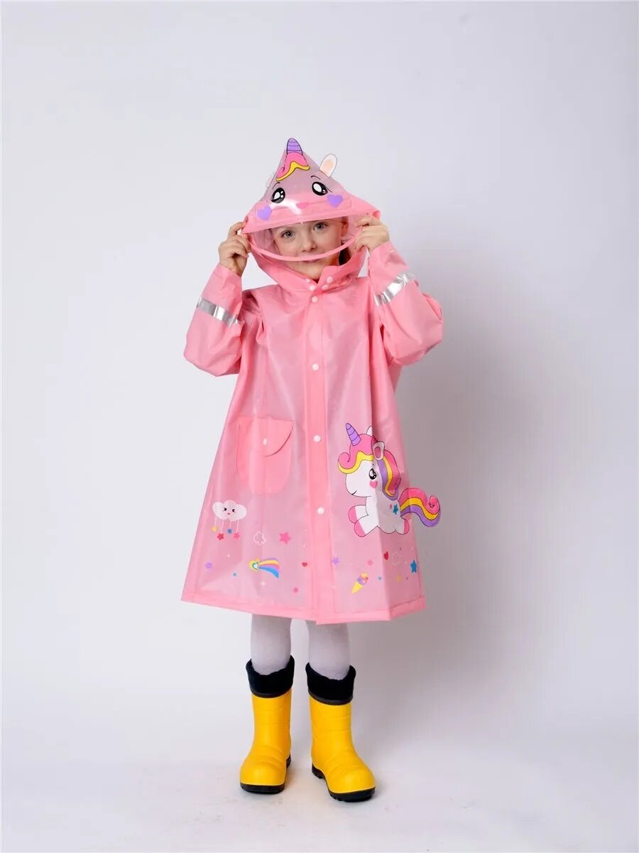 Детский дождевик розового цвета с принтом единорога уте