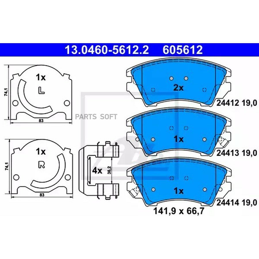 13.0460-5612.2 колодки дисковые передние!\ Opel Insignia 1.8/2.0CDTi/2.0Turbo 08> от официального дистрибьютора, ATE, артикул 13046056122