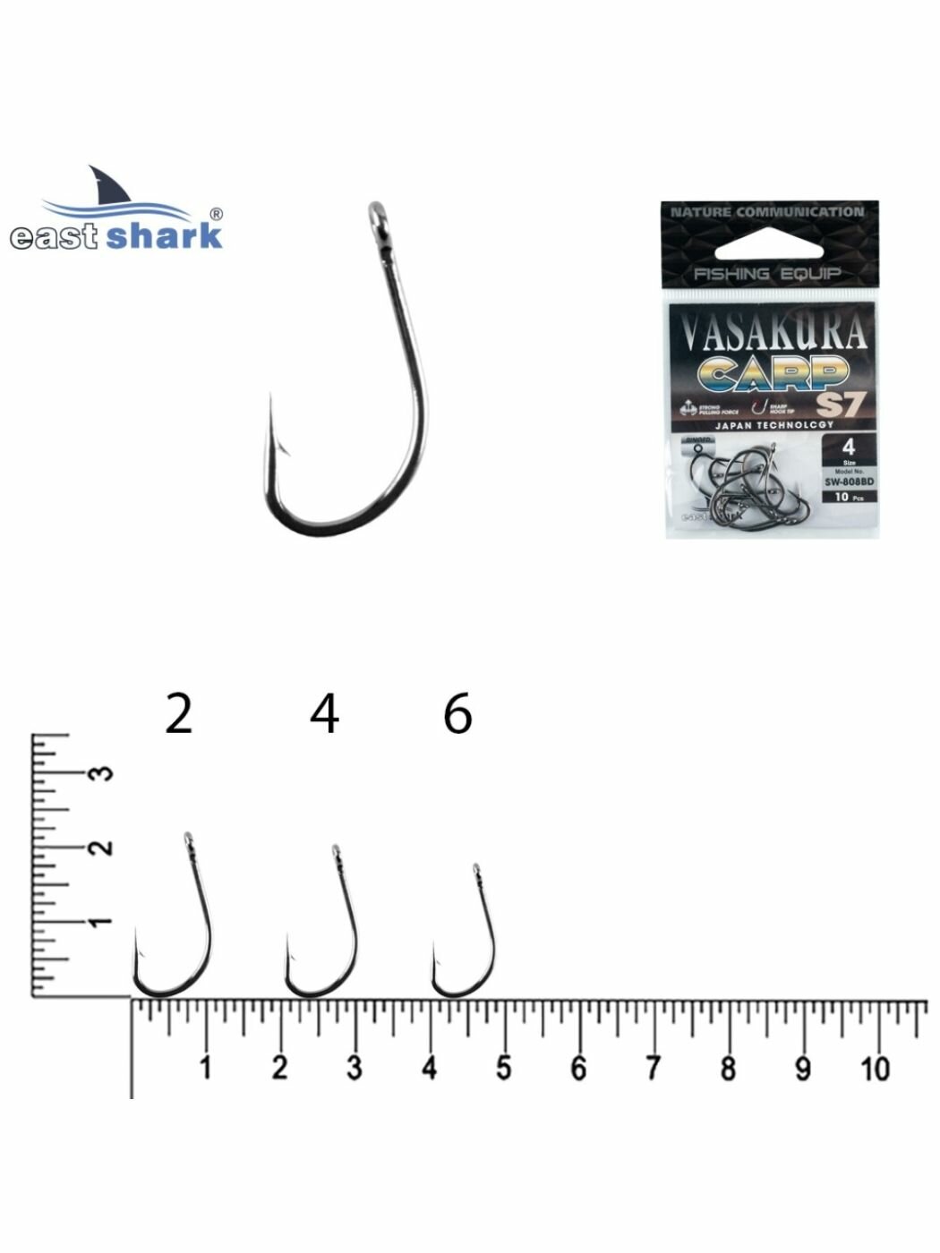 Крючки карповые NEW EastShark Vasakura S7 № 2 BL