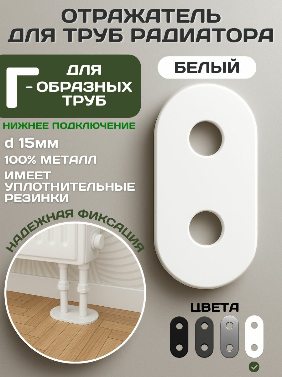 Отражатель декоративный для Г-образных труб накладка на трубу ESSAN HIDDEN двойной 50х2х15мм, белый
